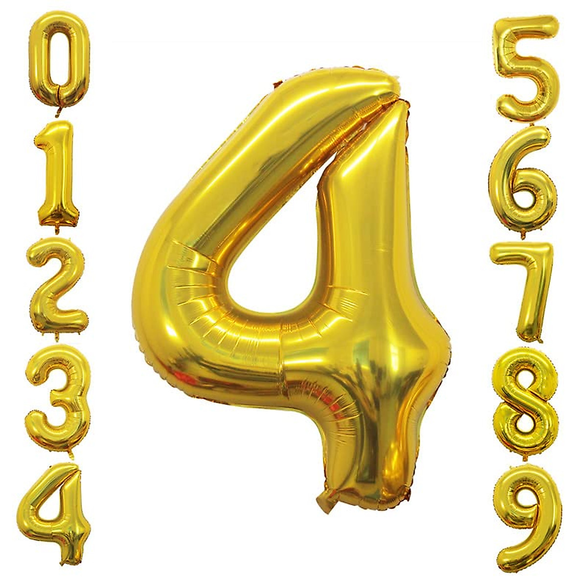 GOER 2 Pcs 42 Inch Gold Foil Balloons Number 4,Huge Number Balloons for 4th 44th Birthday Party Supplies Anniversary Decorations