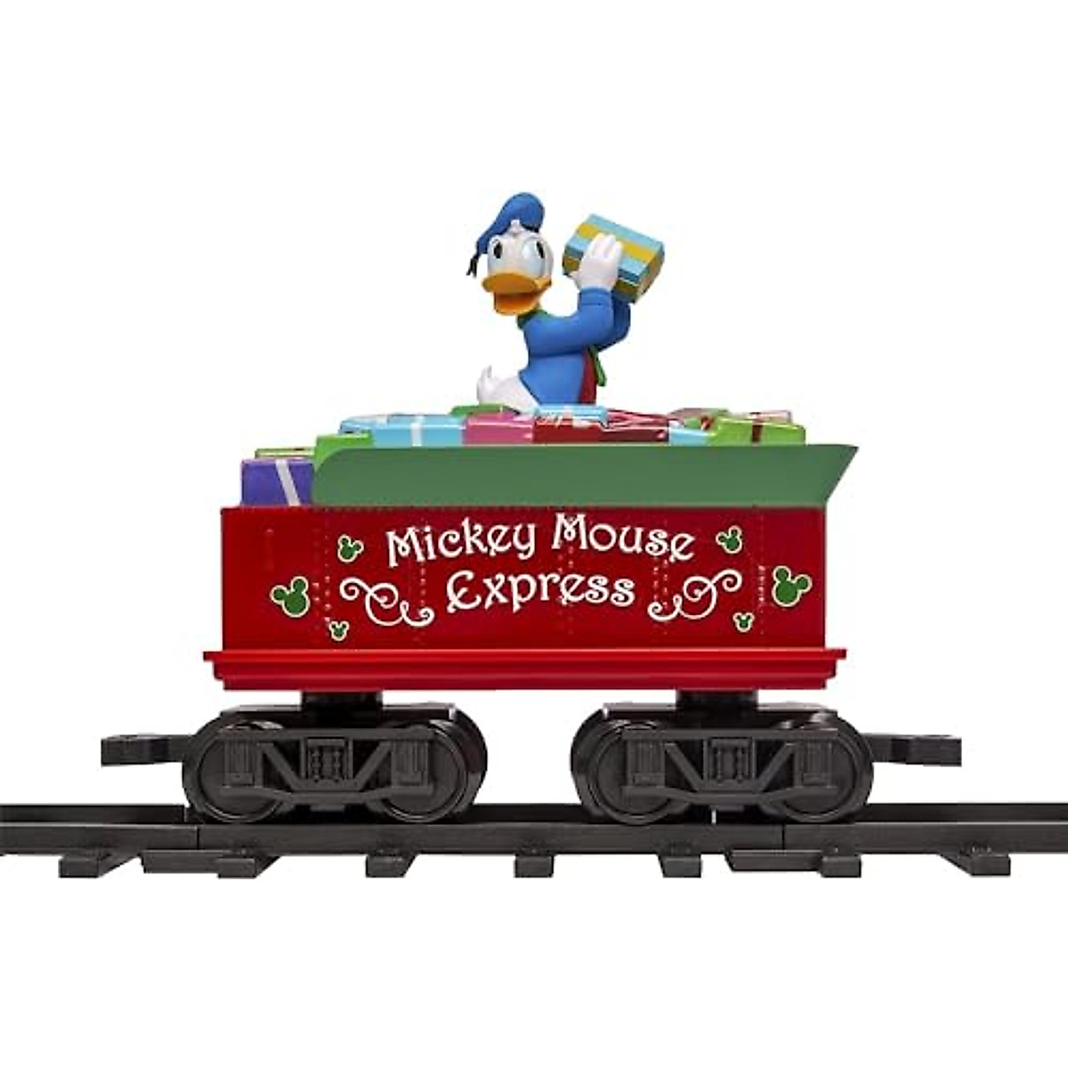 Lionel Battery-Operated Disney Mickey Mouse Express Toy Train Set with Locomotive, Train Cars, Track & Remote with Authentic Train Sounds, & Lights for Kids 4+