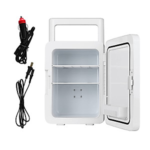 Saint Kang Skincare Fridge 12L Hot&Cold, Portable Makeup Fridge with Mirror and Light, AC/DC Beauty Fridge for Bedroom, Office and Car(White)