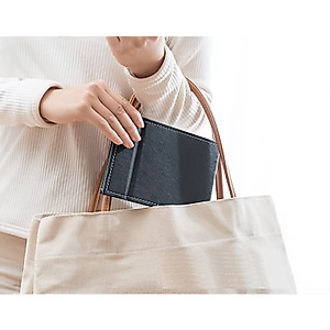 NAYSAYE Folding Travel Makeup Mirror, PU Portable Compact Vanity Desk Mirror with Stand, Large (8.5L x 6W)