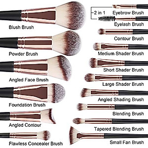 15 PCs Makeup Brushes, BABI BEAR Makeup Brush Set Professional Premium Synthetic Make Up Brushes for Blending Powder Blush Concealers Eyeshadow Foundation Brush with Travel Makeup Bag