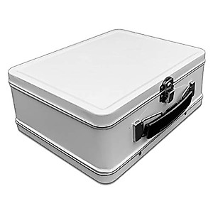 Do It Yourself DIY Medium White Lunch Box Tin for Storage, Crafts and Scrapbook Fun Activities