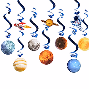 10PCS Solar System Hanging Swirl Decorations Space Party Decorations Hanging Solar System Planet Party Supplies