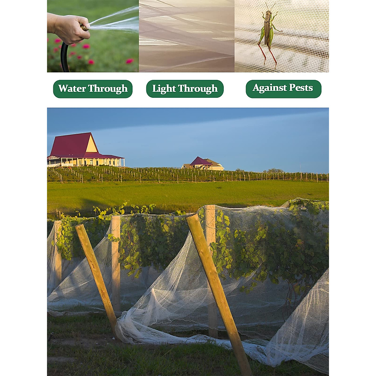 Garden Mosquito Netting for Patio, 10 ft x 12 ft Bird Bug Insect Netting Pest Barrier for Fruit Trees, Greenhouse, Large Plant Row Cover Screen for Vegetables