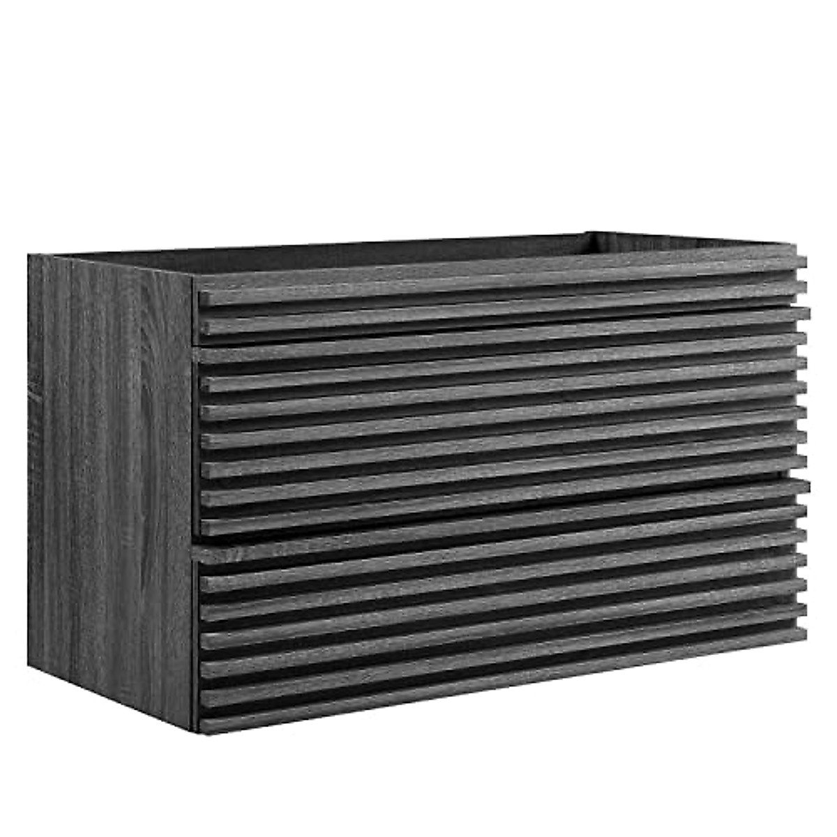 Modway Render 35" MDF Wood Wall-Mount Bathroom Vanity Cabinet in Charcoal