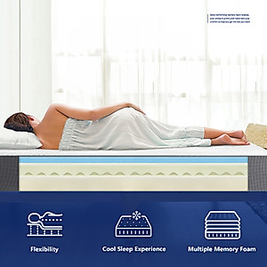 Olee Sleep 8 Inch Ventilated Gel Infused Memory Foam Mattress, CertiPUR-US® Certified, Gray, Full