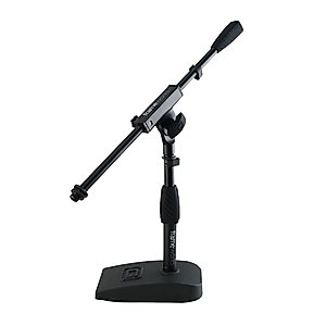 Gator Frameworks Short Weighted Base Microphone Stand with Soft Grip Twist Clutch, Boom arm, and both 3/8" and 5/8" Mounts; Base Dimensions - 4.5" X 8" (GFW-MIC-0821)