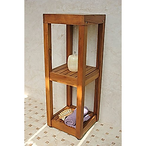 AquaTeak The Original Sula Square Three Tier Teak Bath Stand