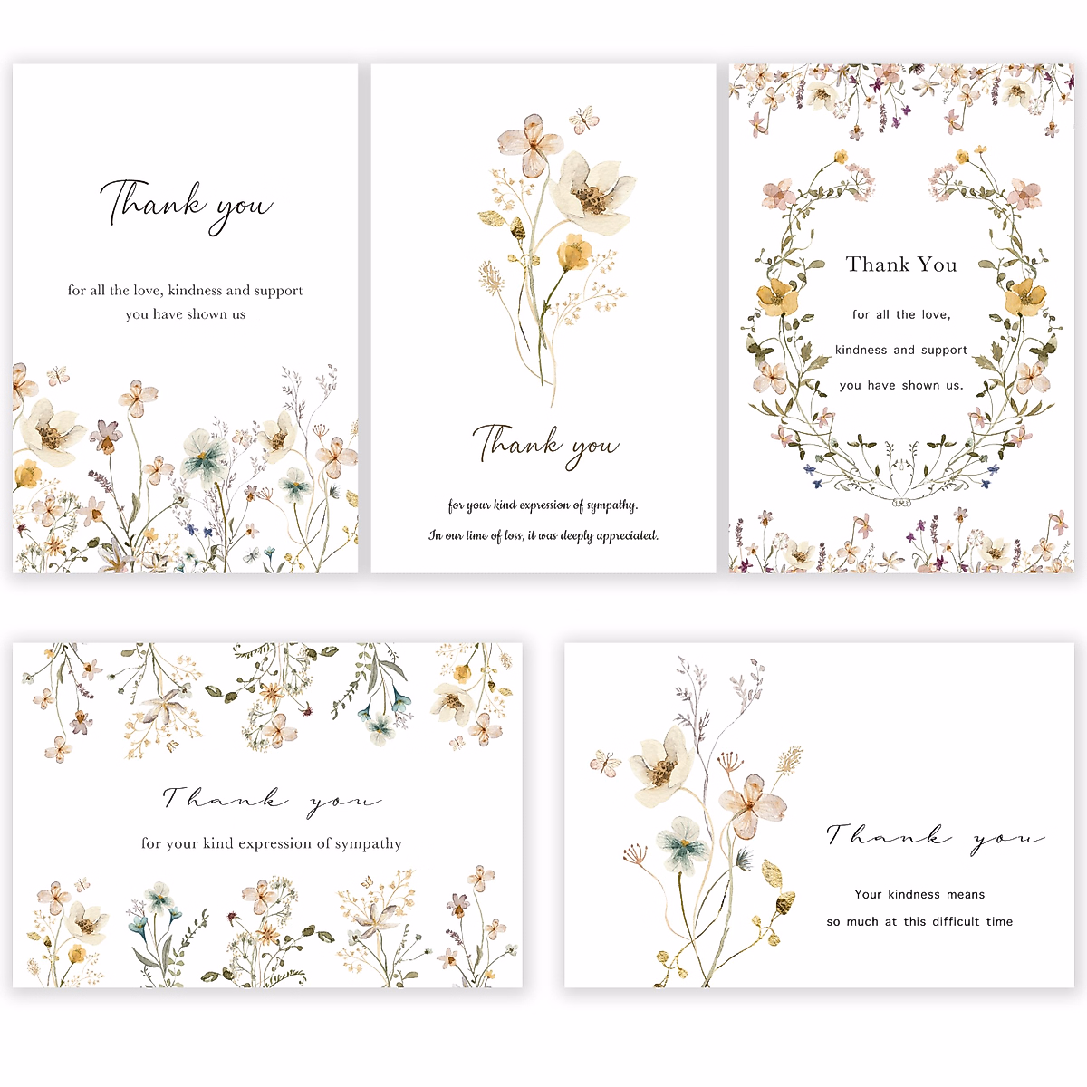 Funeral Thank You Cards with Envelopes,20 Sheets-4*6 inches Flowers Thank You Cards for Funerals,Ffuneral Thank You Cards with Messages Inside are Suitable for Family, Friends, and Loved Ones