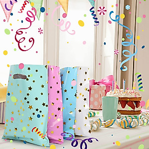 30 Pieces Star Plastic Party Favor Bags Double-Sided Treat Bags with Handles for Baby Shower,Wedding,Birthday,Party Supplies