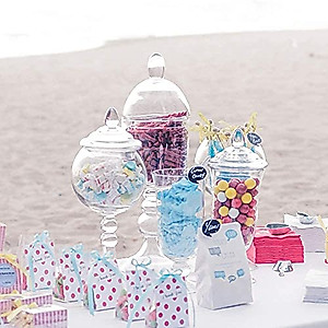 WEDDINGSTAR Small Glass Apothecary Candy Jar - Footed Globe Bowl with Lid