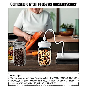 VICHYIE Jar Sealer for FoodSaver Vacuum Sealer, Jar Vacuum Sealing Kit with Accessory Hose and Portable Manual Vacuum Pump for Mason Jars with Wide and Regular Mouth