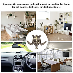 Wakauto Brass Feng Shui Statue Turtle Statue Wealth Figurine Gold Desk Home Indoor Outdoor Decorative Collectible Paperweights Gifts