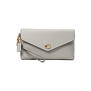 COACH Cross Grain Leather Wyn Wristlet Dove Grey One Size