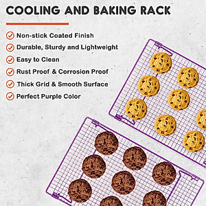 2-Tier Stackable Cooling Rack for Baking, Wire Steel Collapsible Oven and Dishwasher Safe Cookie Racks for Cooking Roasting Broiling Grilling Pizza Cake Bread, Fit Half Sheet Pan