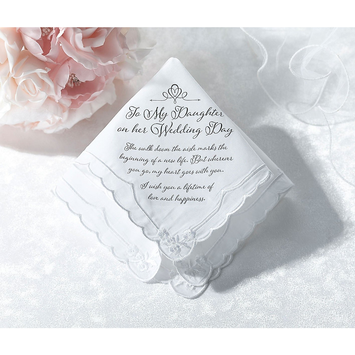 Lillian Rose mens Lillian Rose Daughter Verse Wedding Gift Keepsake Hankie, Multi-colour, One Size US, 6.5"