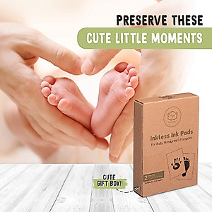 Pregnancy Journal And Baby Footprint & Handprint Inkless Ink Pad Bundle - 80 Pages Hard Cover Pregnancy Book For Mom To Be Gift - 2-Pack Clean Touch Hand and Foot Print Keepsake Ink Pads