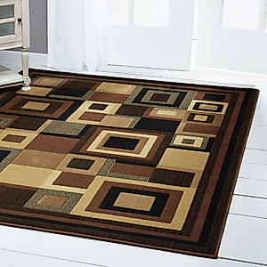 Home Dynamix Catalina Virginia Abstract Runner Rug, Geometric Black/Brown 7'10"x10'2"