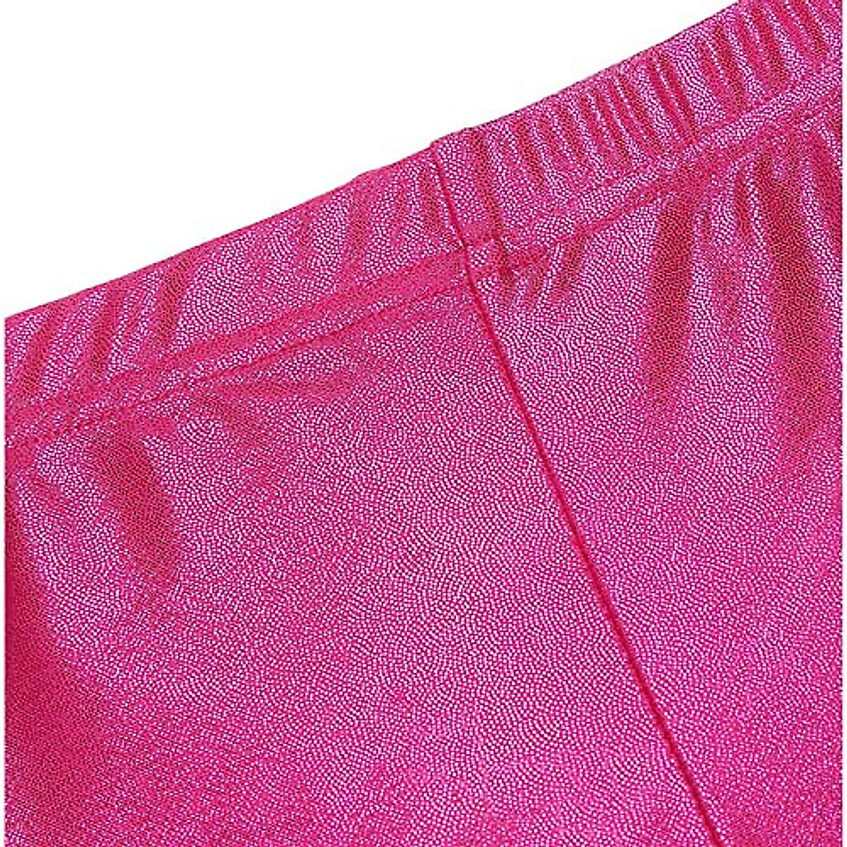 NewL Kids Girl Elastic Waist Shiny Metallic Ballet Dance Shorts Bottoms for Sports Yoga Gymnastic Workout (Rose Red, 5-6 Years)