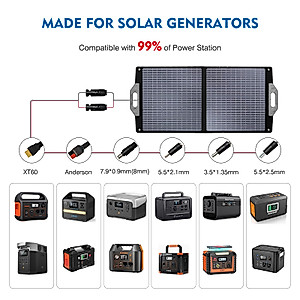 STORCUBE 100W Portable Solar Panel, Foldable Solar Panel Charger, Adjustable Kickstands, 23.5% High Efficiency, IP67 Waterproof for Outdoor RV Camping