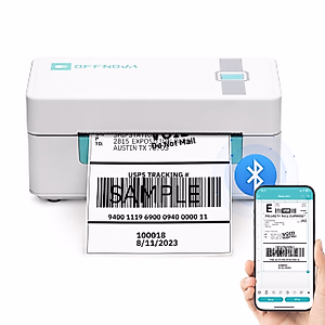 OFFNOVA Bluetooth Thermal Label Printer, Wireless 4X 6 Shipping Label Printer for Small Business Packaging Supplies, Supports Shipstation Paypal FBA Esty USPS