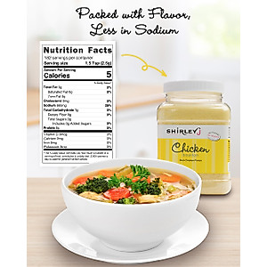 Shirley J Bouillon Powder - Rich, Concentrated, & Less Sodium Chicken Bouillon - Easy to Use Chicken Powder for Soup, Stew, Gravy, & More - 1 lb.