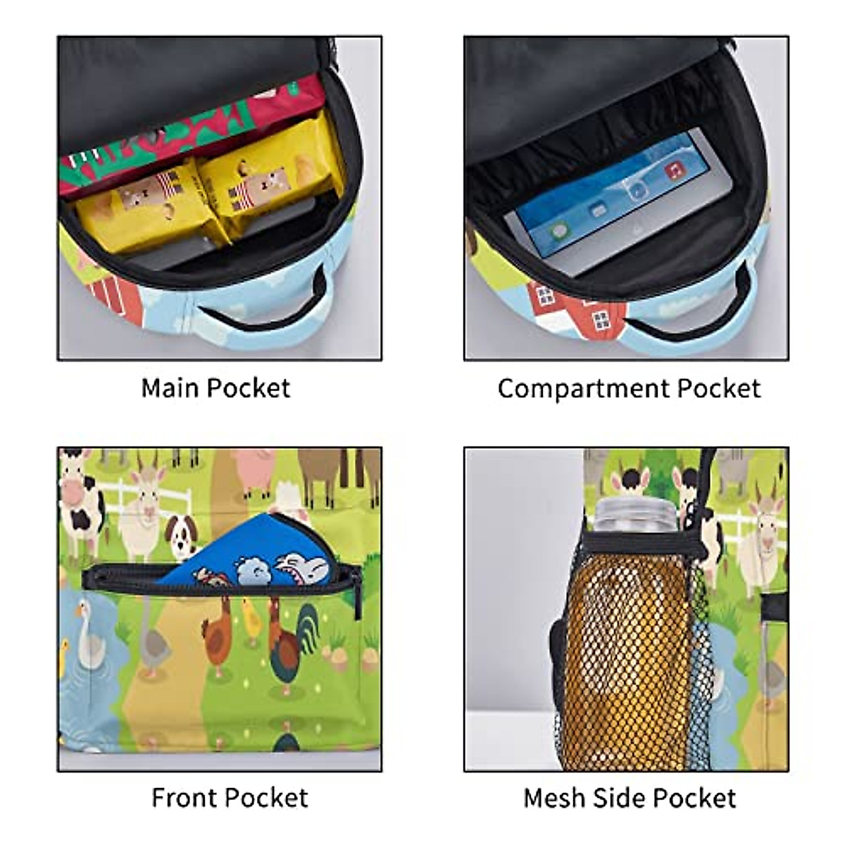 KiuLoam Farm Animals Kids Backpacks For Toddler Boys And Girls Preschool Backpack With Chest Strap 12 Inch