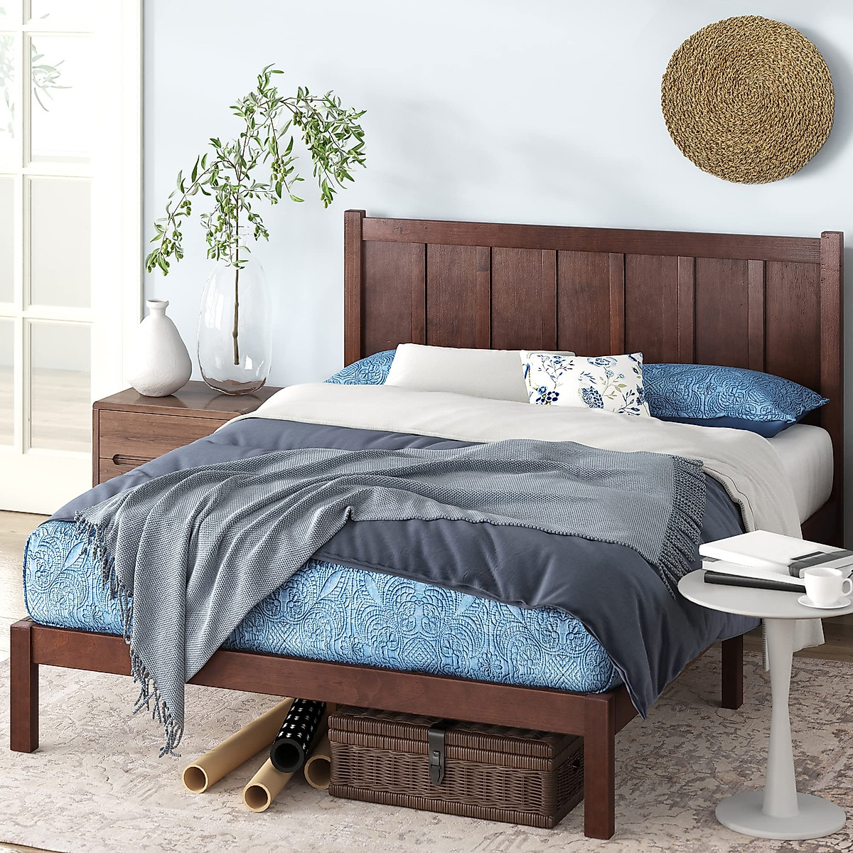 ZINUS Adrian Wood Rustic Style Platform Bed with Headboard, No Box Spring Needed, Wood Slat Support, King