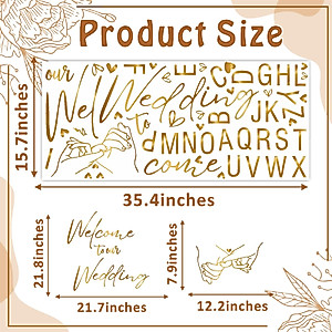 Wedding Welcome Signs Welcome to Our Wedding Signs Mirror Decals for Wedding Party Entry DIY A to Z Letter Stickers for Just Married Welcome Sign Decoration Mr and Mrs Decals for Photo Backdrop(Gold
