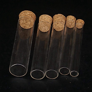 no logo 5pcs Oute Diameter 12mm 15MM 18MM 20MM 25MM 30MM 35MM 40mm Lab Glass Test Tube Flat Bottom with Wood Stopper Thermostability (Capacity : 30x100mm)