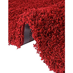 Rugs.com - Über Cozy Solid Shag Collection Rug – 8' x 10' Cherry Red Shag Rug Perfect for Living Rooms, Large Dining Rooms, Open Floorplans