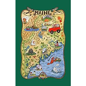 Kay Dee Designs F2156 Adventure Destinations Poster Style Tea Towel, Maine