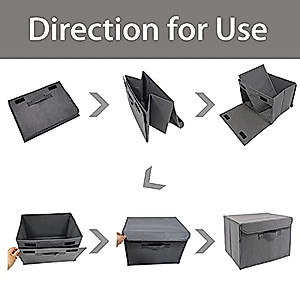 Storage Bins, Foldable Storage Cubes with Lids and Handles, Large Fabric Storage Baskets with Doule Doors Design for Clothes, Toys, Books, Closet, and Shelves etc. Storage Dark Grey (2-Pack 15.4" x 10.2" x 10.2")