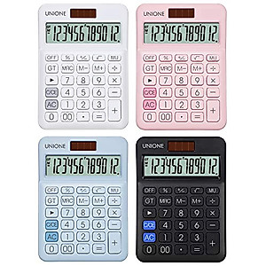 UNIONE Pink Calculator with a Bright LCD, Dual Power Handheld Desktop. Business, Office, High School