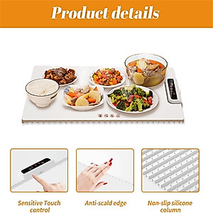 Fllora Food Warmer Mat, Adjustable Food Warmer, Silicone Electric Heating Tray for Food - Full Surface Heating, Nano-Material, Silicone Heating Tray Roll Up, 3 Temperatures, Auto Shut Off (1Set)
