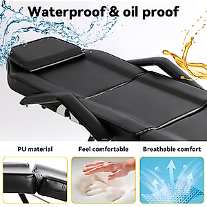 LOUVIXA Tattoo Chair, Adjustable Facial Chair 73 Inch Salon Bed with Hydraulic Stool for Professional Massage Beauty Spa (Black)