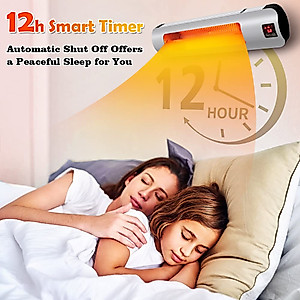 Electric Patio Heater, 1500W Outdoor Heater with Remote Control, Wall Mounted Infrared Heater with Golden Tube, 2 Power Modes for Garage Backyard IP65, Black