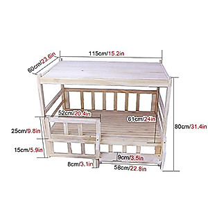 2-Tier Raised Dog Bed Purple Bedding, Wood Cat Lounge Cots with Storage Platform, for Small Medium Large Pets, Sleep Better (Size : 115x60x80cm)