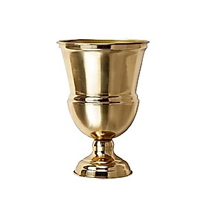 Serene Spaces Living Decorative Gold Vase Urn, Gold Vases for Centerpieces, Metal Vase Use for Home Decor, Wedding, Parties, Floral Arrangements, Measures 10.25" Tall & 7.25" Diameter