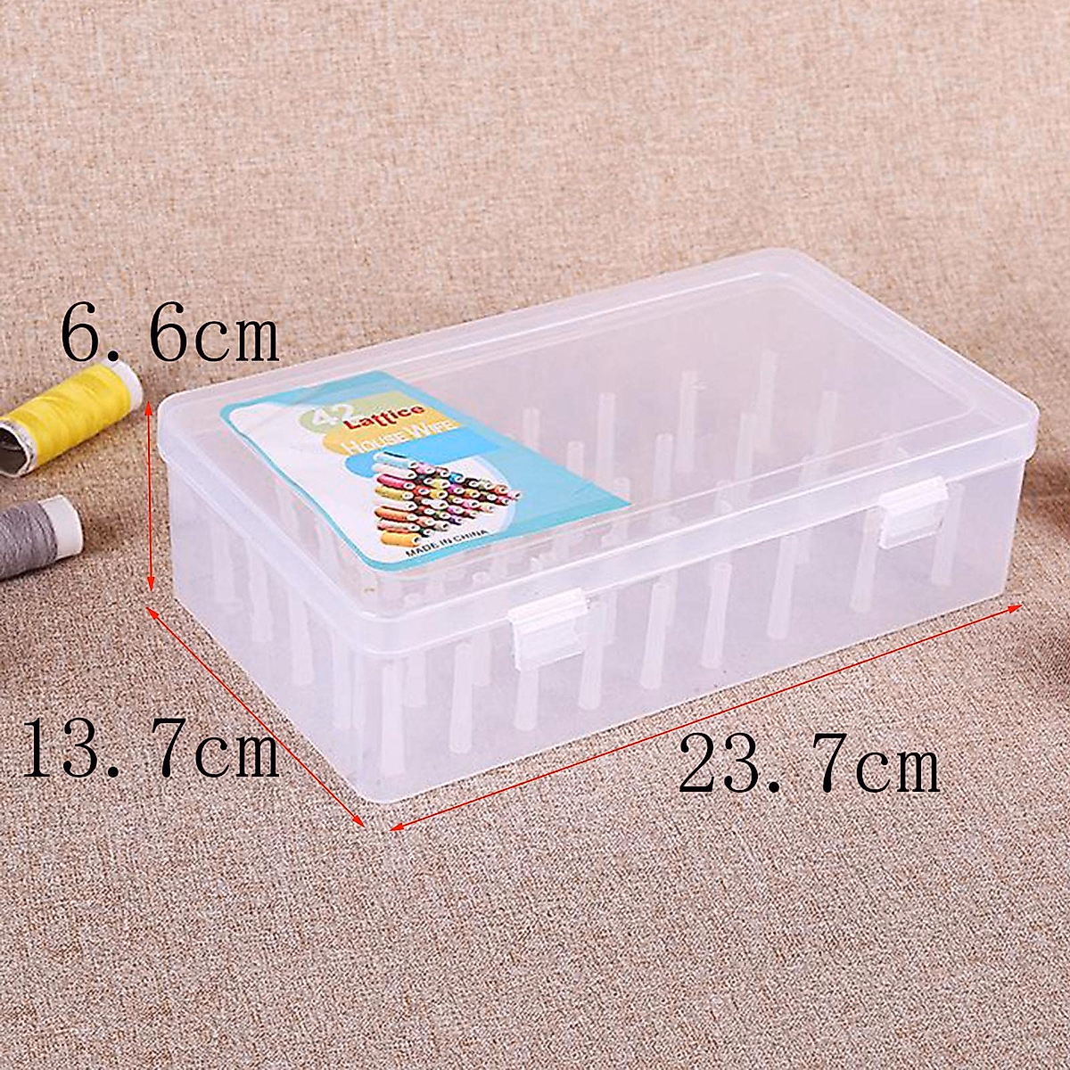 shamjina - Satchel Storage Container with 42 Pieces Trays, Thread Storage Box Embroidery Craft Thread Plastic Stitch Bobbins Case