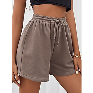MakeMeChic Women's Casual Drawstring Waist Sweat Shorts Running Track Shorts A Mocha Brown XS