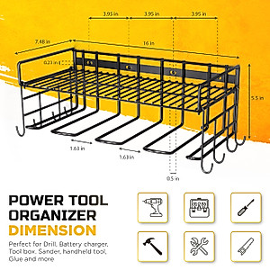 Voltigrip Power Tool Organizer Wall Mount- Heavy-Duty 2-Layers Tool Organizers and Storage for Garage and Workshop – Power Tool Holder, Drill Organizer & Power Tool Storage for Efficient Utility