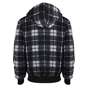 Facitisu Men's Plaid Fleece Jackets Warm Winter Workout Casual Flannel Lined Full Zip Hoodie Plus Size S-5XL