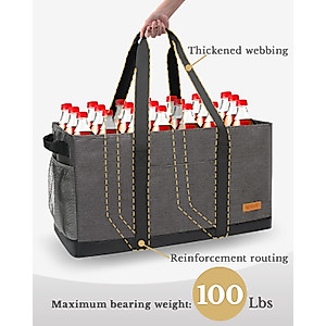 WONDAY Large Stand Up Utility Tote Bag, Reusable Grocery Bags Foldable with Waterproof Bottom, Extra Large Tote Bag with Handles and Pockets for Grocery Stores, Picnics, Beaches, Camping