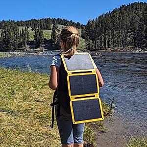 SunJack 25 Watt Foldable IP67 Waterproof ETFE Monocrystalline Solar Panel Charger with USB-C and USB-A for Cell Phones, Tablets and Portable for Backpacking, Camping, Hiking and More