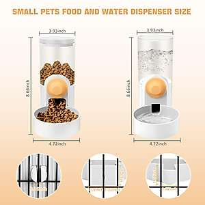 Yummy Sam Hanging Cage Automatic Small Pet Food Bowl Water Bottle Dispenser, 1L Auto Gravity Pet Feeder and Waterer Set Kennel Feeding Station Crate Feeder Dish for Puppy Cats Rabbit Ferret (White)
