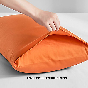 FLXXIE Microfiber Pillow Cases Queen Size Set of 2, Soft Pillowcases with Envelope Closure, Wrinkle Resistant Pillow Covers, 20x30, Orange