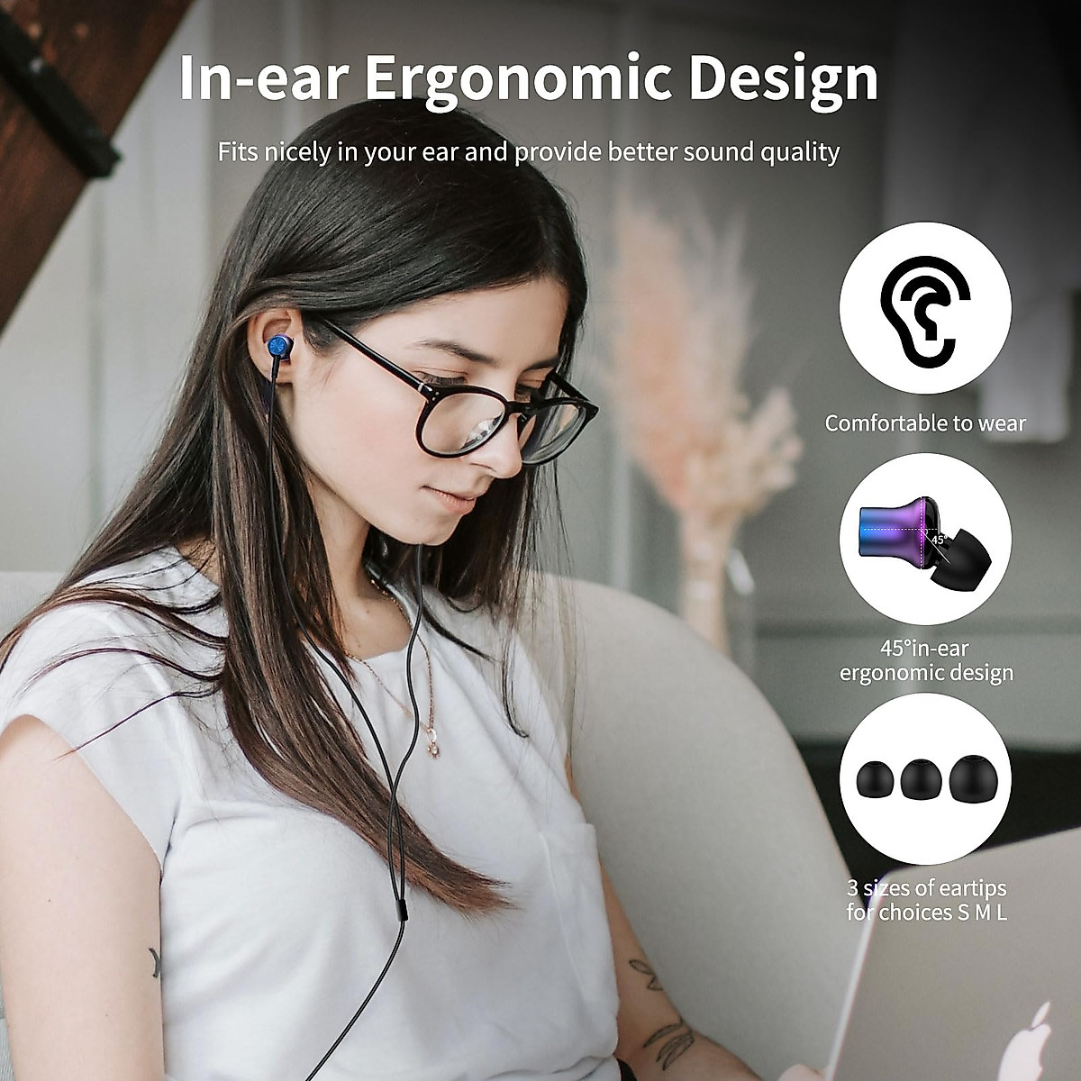 COOYA 3.5mm Headphones for Samsung A15 A03s A14 S10e Magnetic in-Ear Wired Earbuds with Mic for Moto G Stylus/Power/Play HiFi Stereo School Kids Earphones for iPad 9 8 Laptop Tablet PC Student Teens