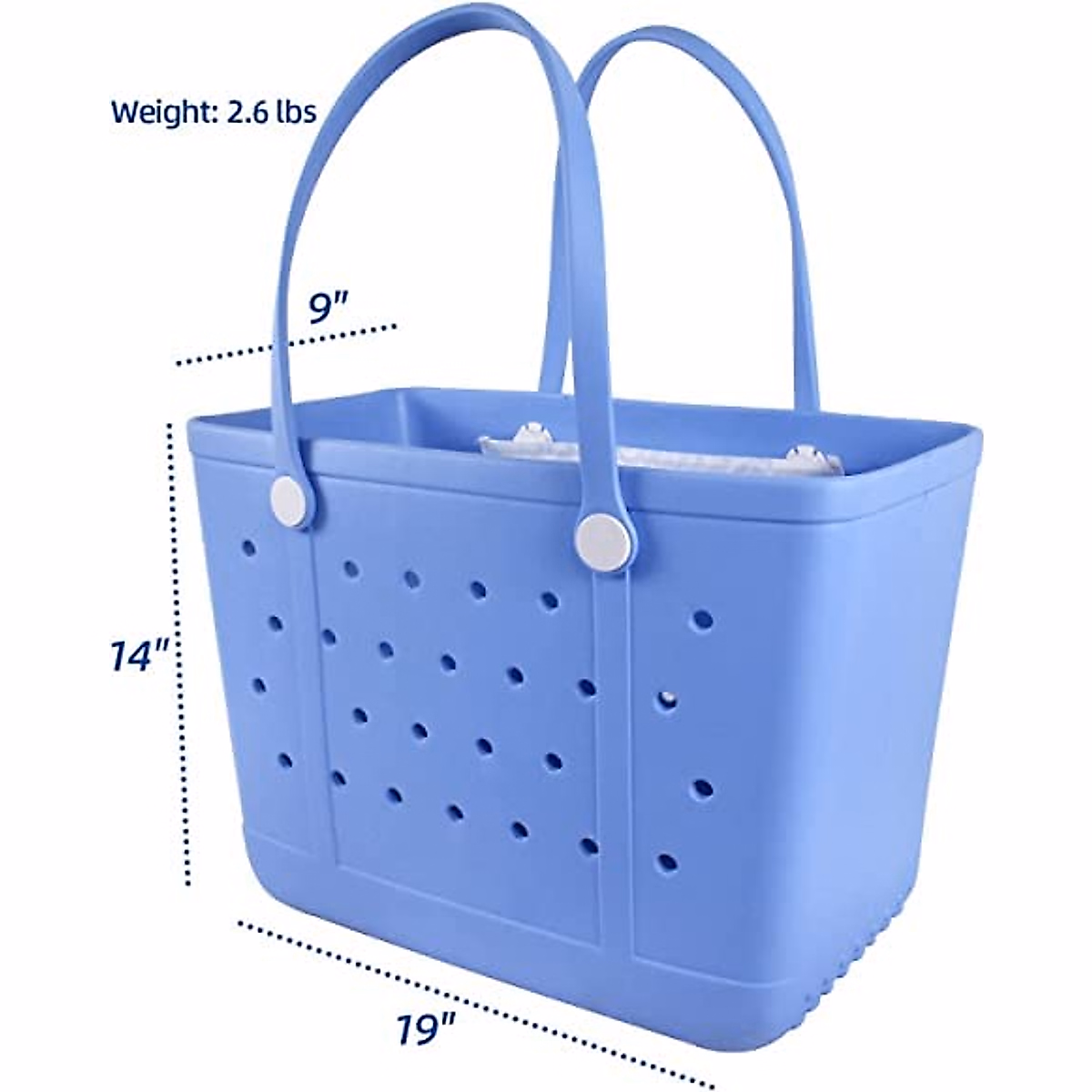 angilifan X Large Rubber Waterproof Beach Tote Bag, Durable Open Tote Travel Bag, Washable Anti-Tip Durable Beach Storage Basket Hole Open Tote Bag for Gym Beach Pool Travel