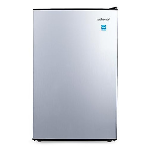 Upstreman 4.5 Cu.Ft Mini Fridge with Freezer, Single Door Small Refrigerator, Adjustable Thermostat, Low noise, Energy-efficient, Compact Refrigerator for Dorm, Office, Bedroom, Silver-SR45